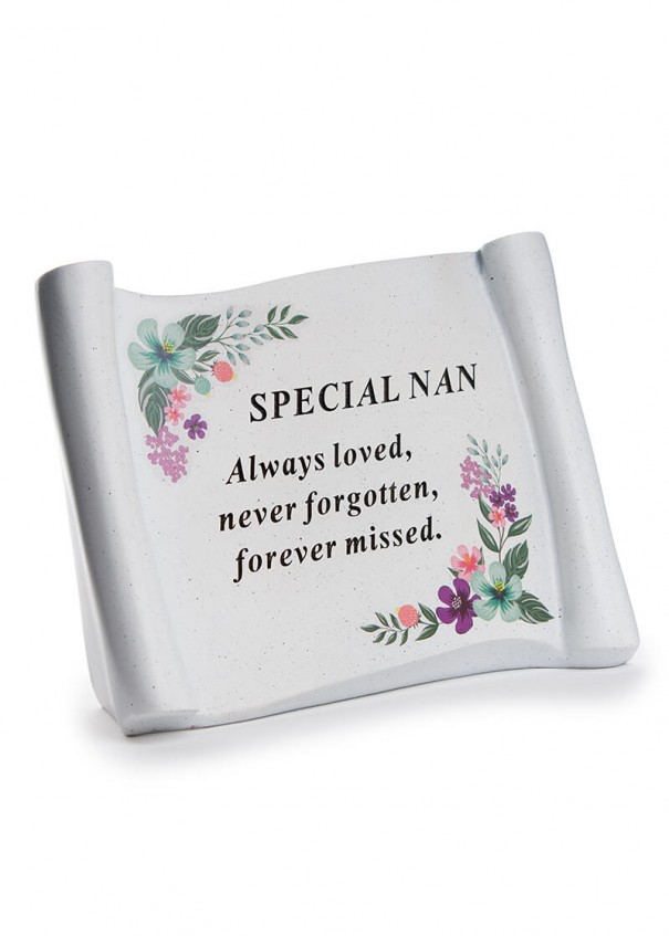 White graveside memorial scroll