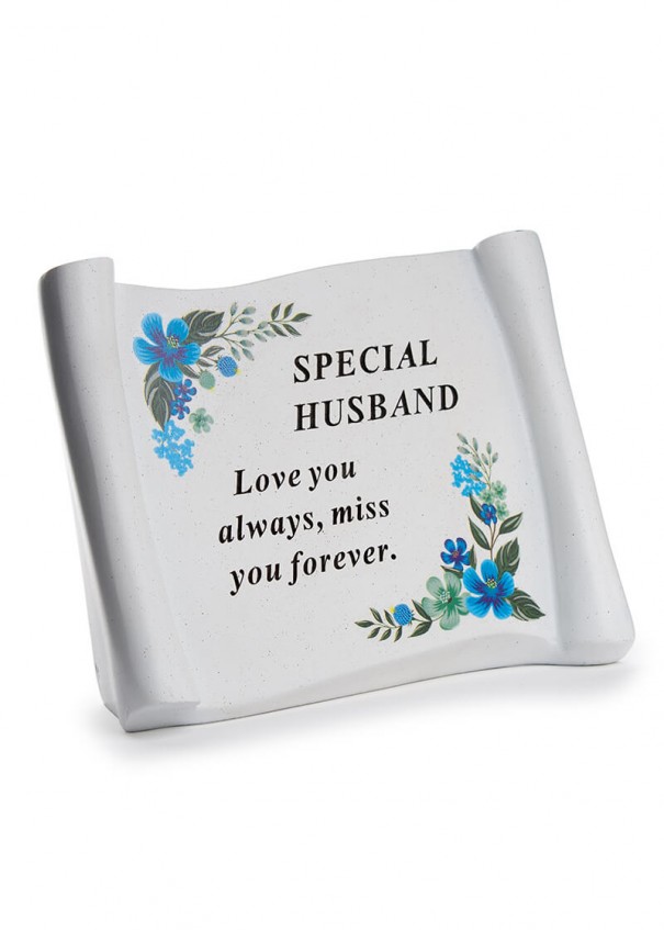 White graveside memorial scroll